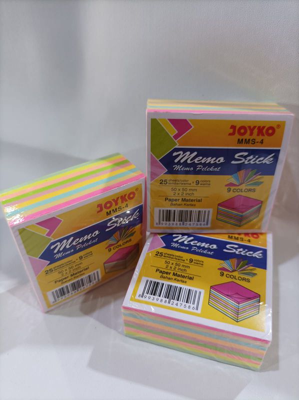 MEMO STICK MMS-4 9 WARNA 50X50mm 2X2INC JOYKO