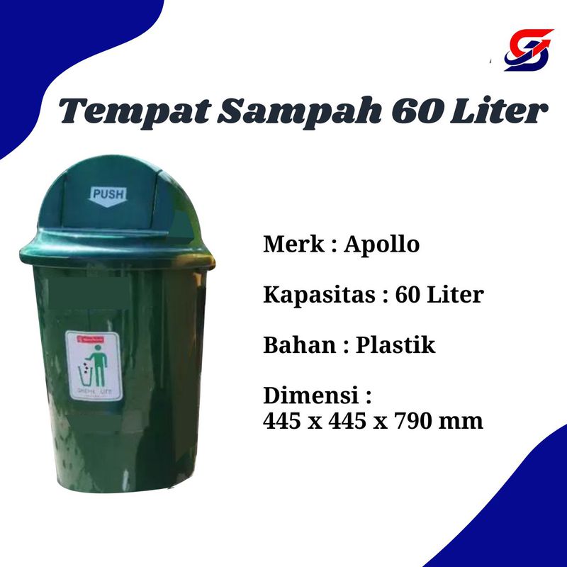 Tempat Sampah Apollo 60 Liter Non Sticker (Hijau)
