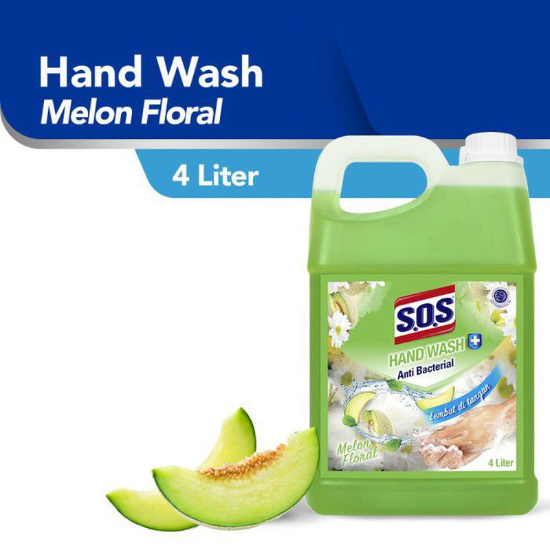 SOS Sabun Cuci Tangan / Hand soap / Hand wash 4 Liter (Refill) - Melon