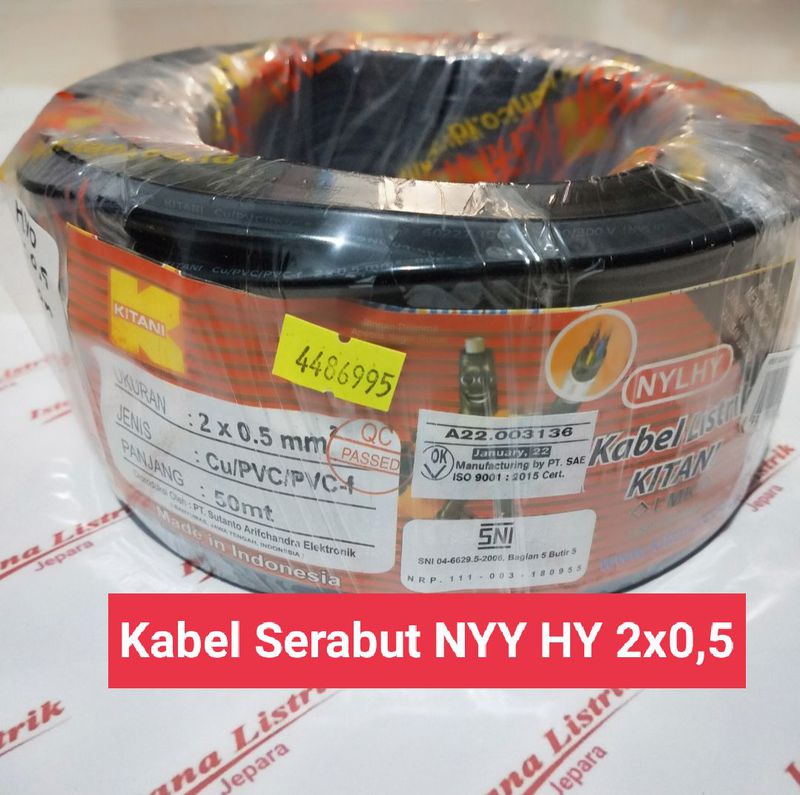 Kabel serabut NYY HY 2x0,5 , hitam, roll