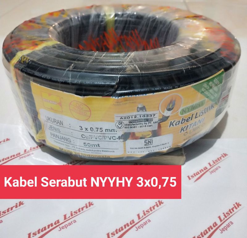 Kabel NYY-HY 3x0,75 , hitam, Roll