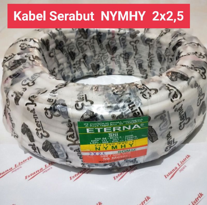 Kabel serabut NYM-HY 2x2,5 , putih, Roll