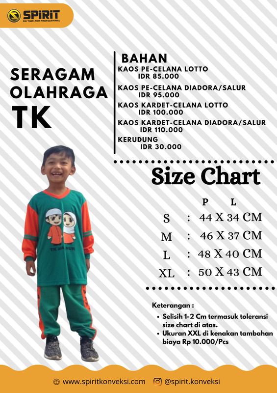 1 Stel Seragam Olahraga TK