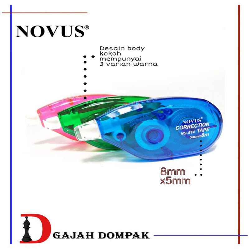 Novus Tip-Ex Kertas/Correction Tape / Pita Koreksi NS-514 8 Meter/ Tip ...