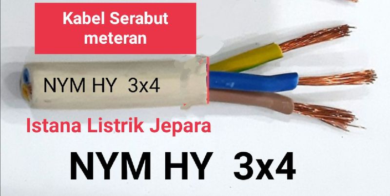 Kabel serabut NYMHY 3x4 putih per meter