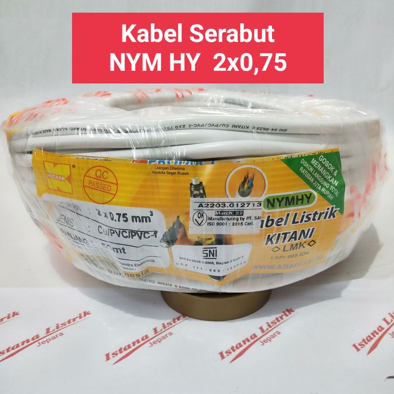 Kabel serabut NYM HY 2x0,75 , putih, Roll