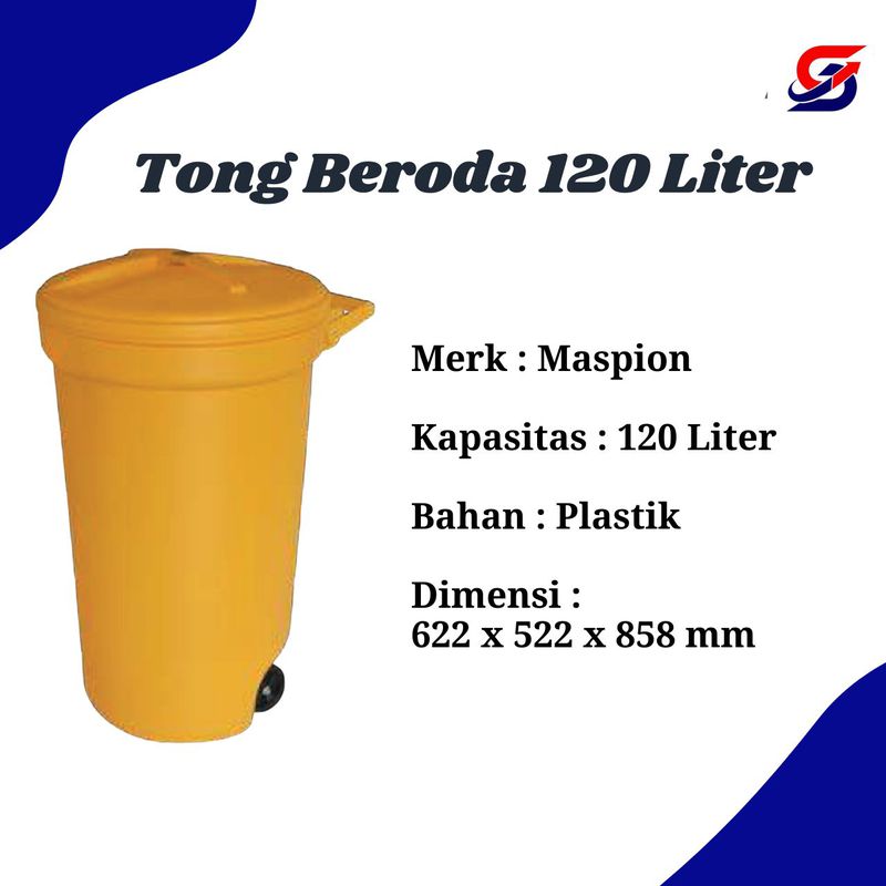 Tong Sampah Beroda 120 Liter Maspion (Kuning)