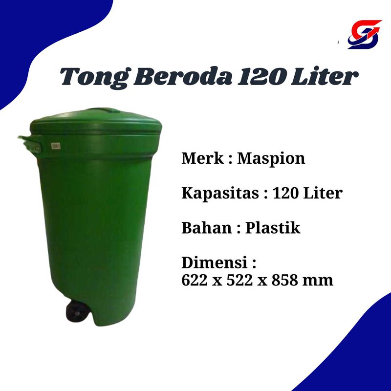 Tong Sampah Beroda 120 Liter Maspion (Hijau)