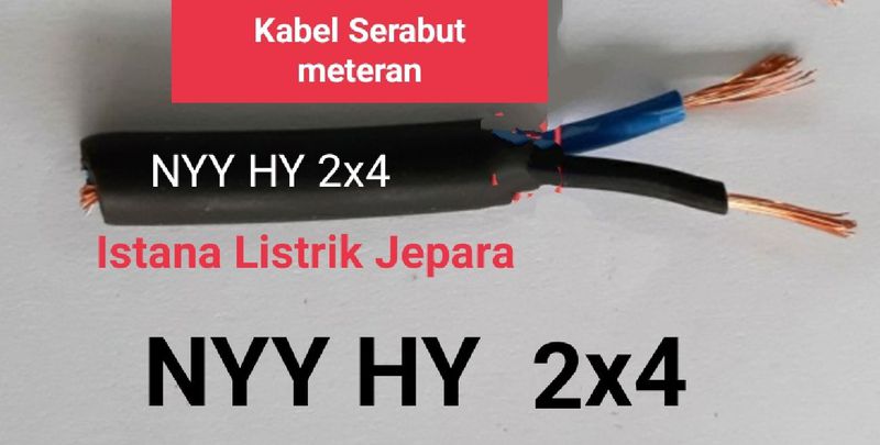 Kabel Serabut NYYHY 2x4 hitam per meter