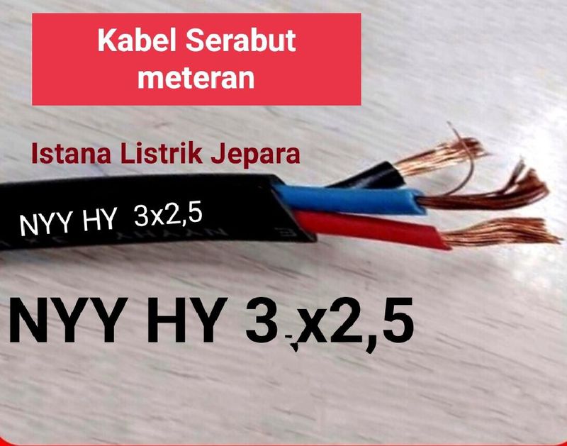 Kabel serabut NYYHY 3x2,5 hitam per meter