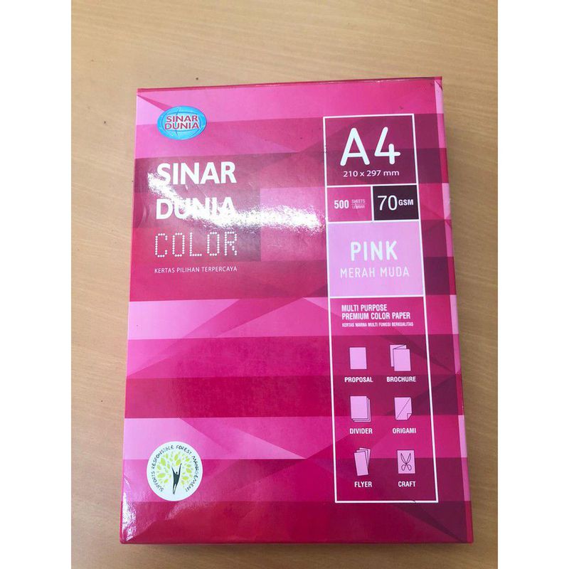 SIDU KERTAS HVS WARNA PINK 70 Gr A4