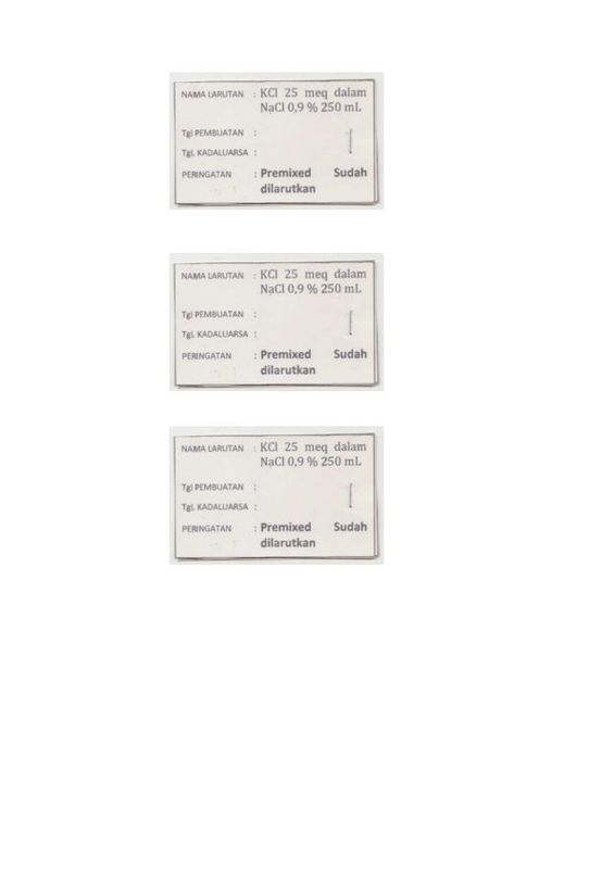 Stiker Premixed KCL 25 NaCL 0,9 100 ml