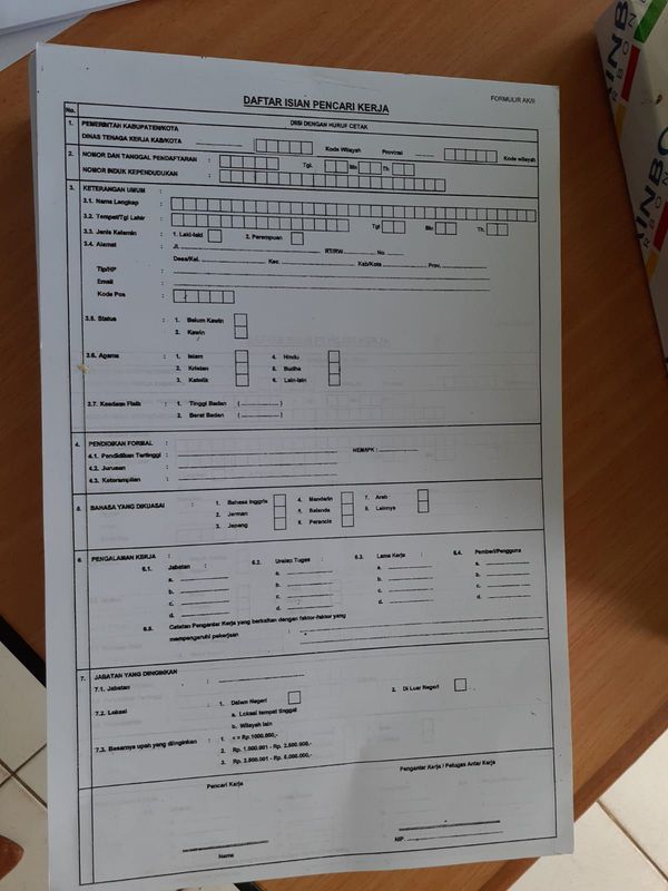 Cetak formulir Ak II