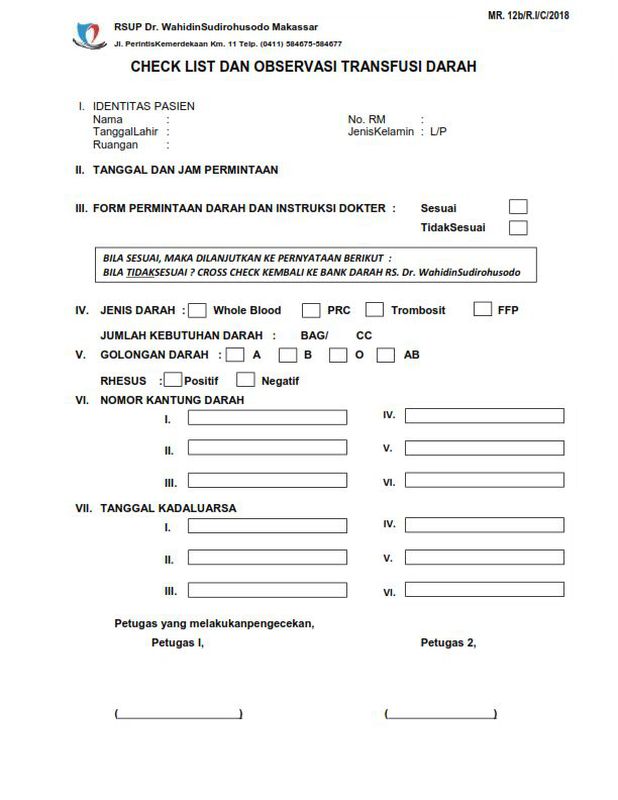 MR.12b/R.I/C/2018 (checklist dan observasi transfusi darah)