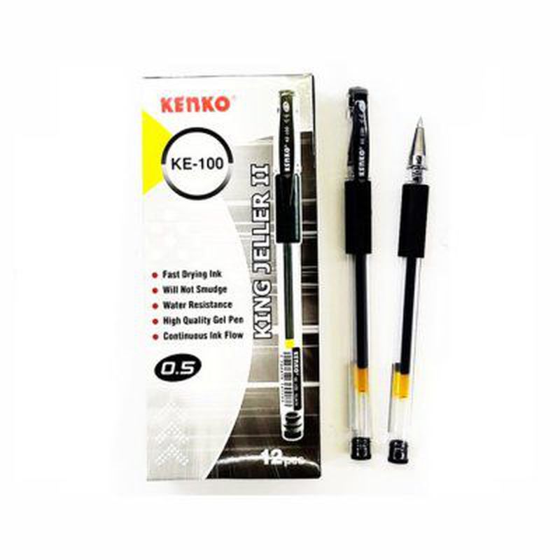 PULPEN GEL 0.5MM BLACK 12 PCS KENKO KE-100 (ATK)