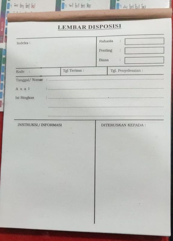 Cetak Blok Notes Disposisi Spesifikasi : Bhn. Kertas HVS 60 Gr, Ukr ...