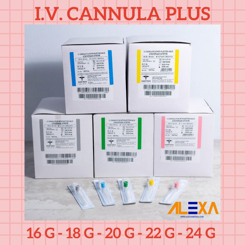 I.V CANNULA PLUS WITH INJECTION VALVE & RADIOPAQUE CATHETER 16, 18, 20 ...