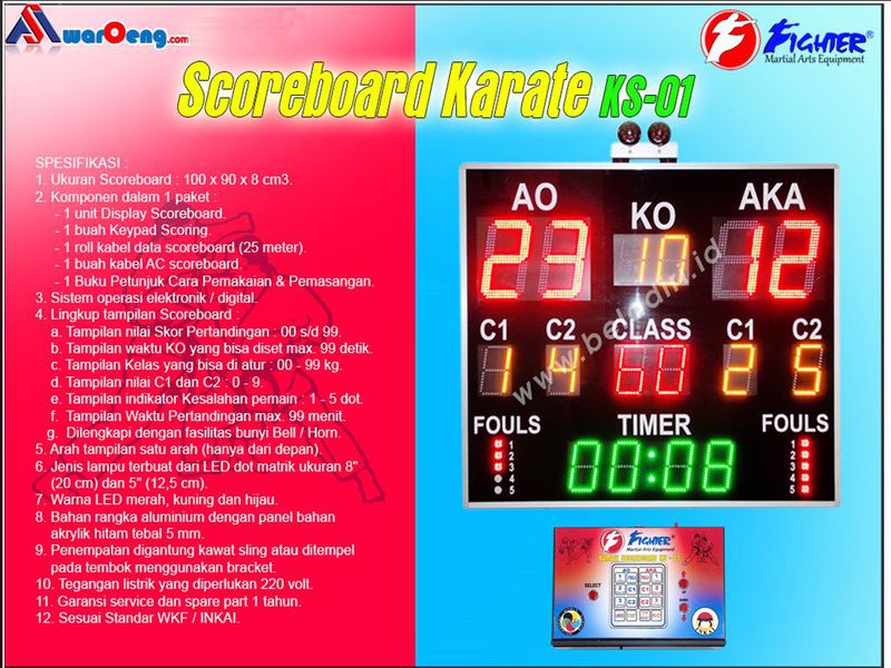 Fighter Score Board Karate KS-01 uk 100 cm x 90 cm x 8 cm