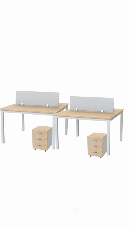 Meja Work Station Hadap Kaca 4 Seater