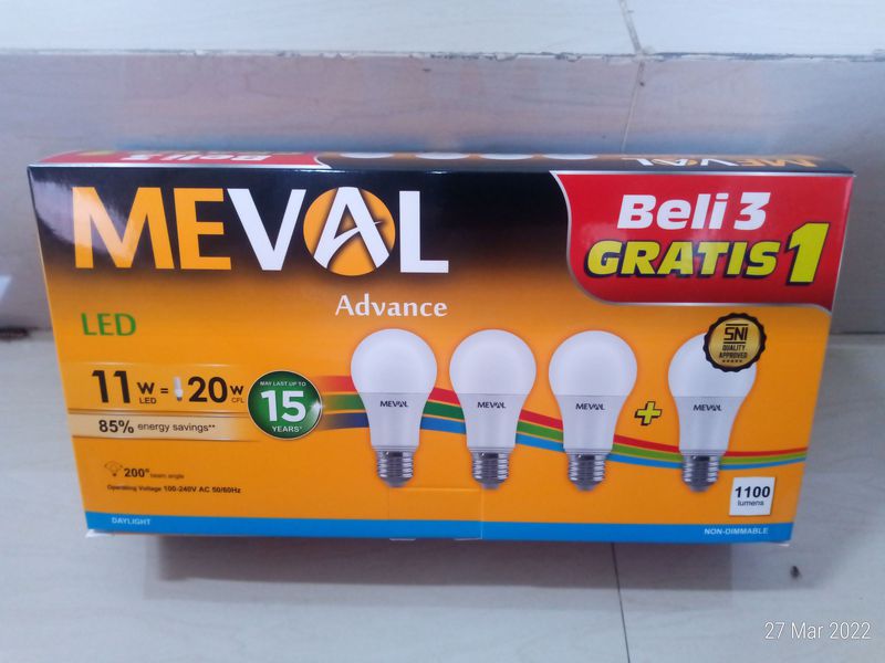 LAMPU LED MEVAL ADVANCE 11 WATT 3+1 WARNA CAHAYA PUTIH