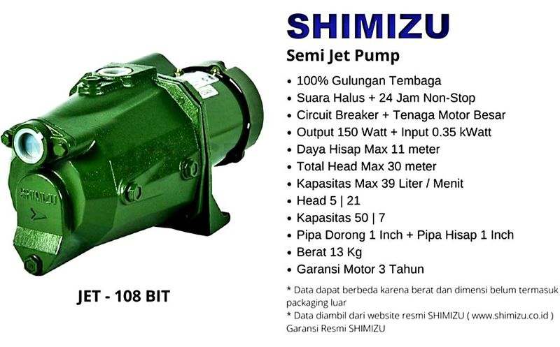 Pompa Air Semi Jet SHIMIZU (JET-108 BIT)