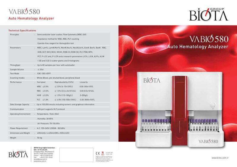 Automatic Hematology Analyzer - Vabio 580