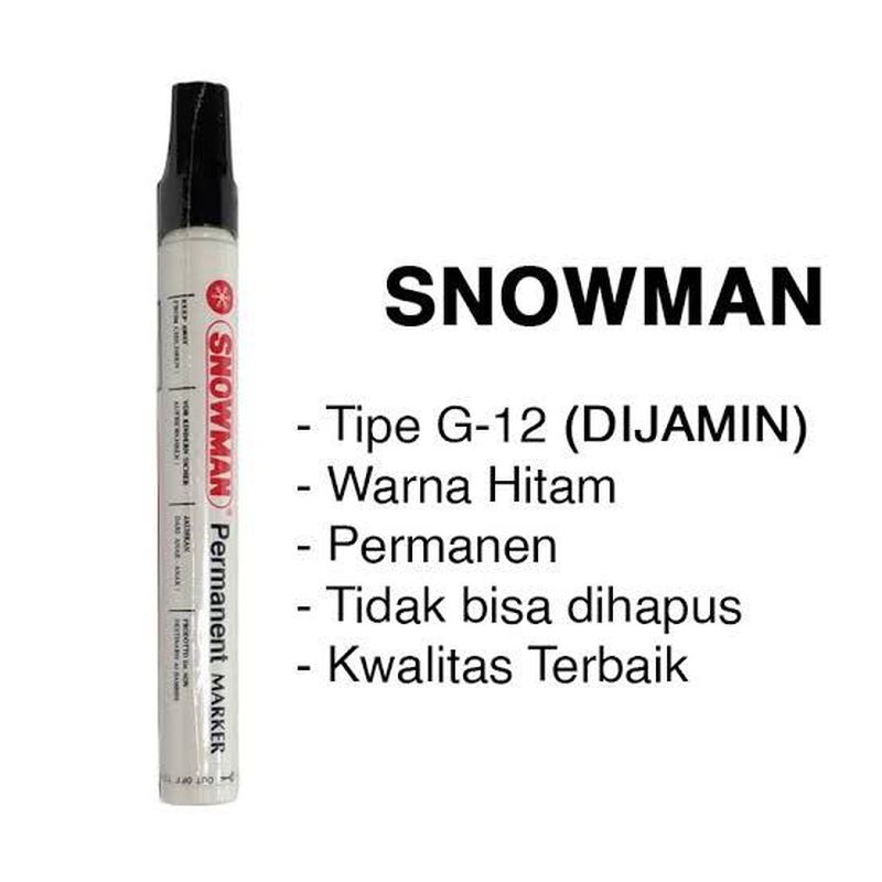 Spidol Permanen Snowman G-12 / Snowman Permanent Marker Hitam / Biru ...