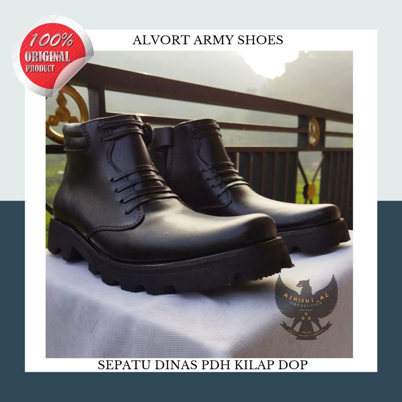 SEPATU DINAS PDH KILAP DOP -ALVORT ARMY SHOES