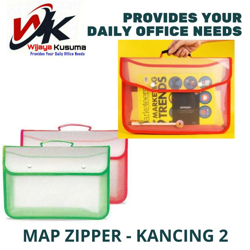 Map Tas Plastik Tenteng Zipper - Kancing 2 - Biru