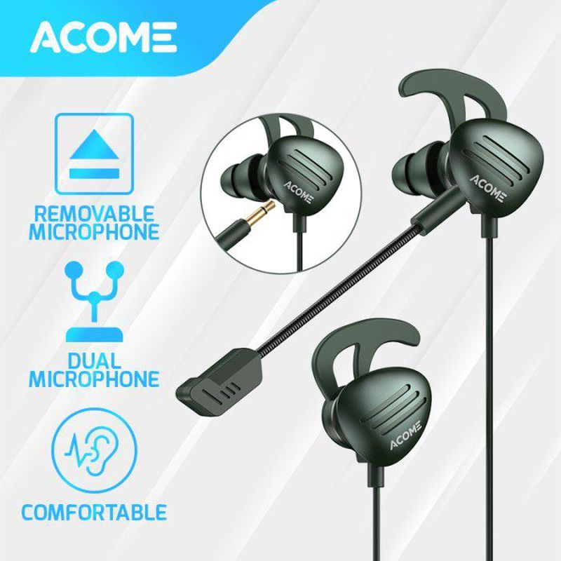 ACOME Wired In-ear Headset Gaming Dual Microphone AE100