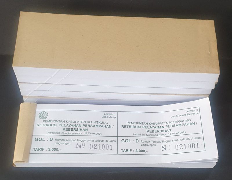 Karcis Kebersihan-Karcis Retribusi Pelayanan Persampahan/Kebersihan Gol ...