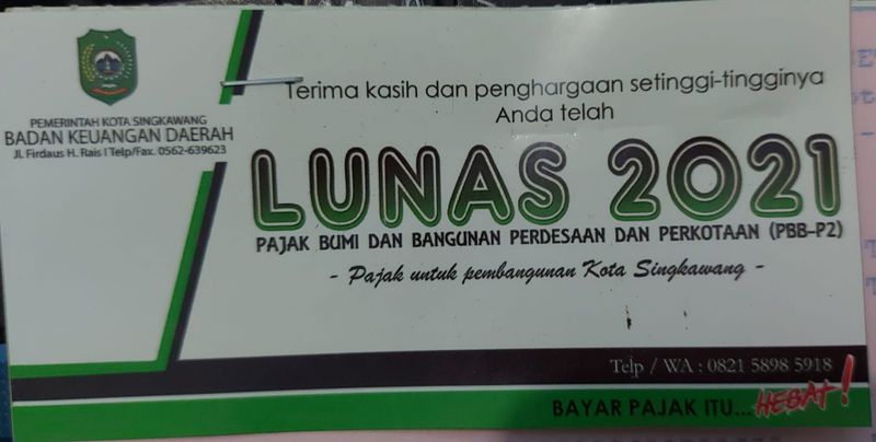 CETAK STIKER LUNAS PBB