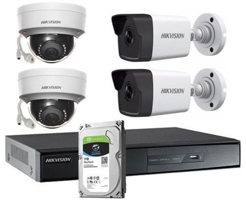 CCTV Set IPCAM HIK DS-7604NI-Q1/4P+4UNIT IPCAM+HDD+CONNECTOR+KABEL LAN