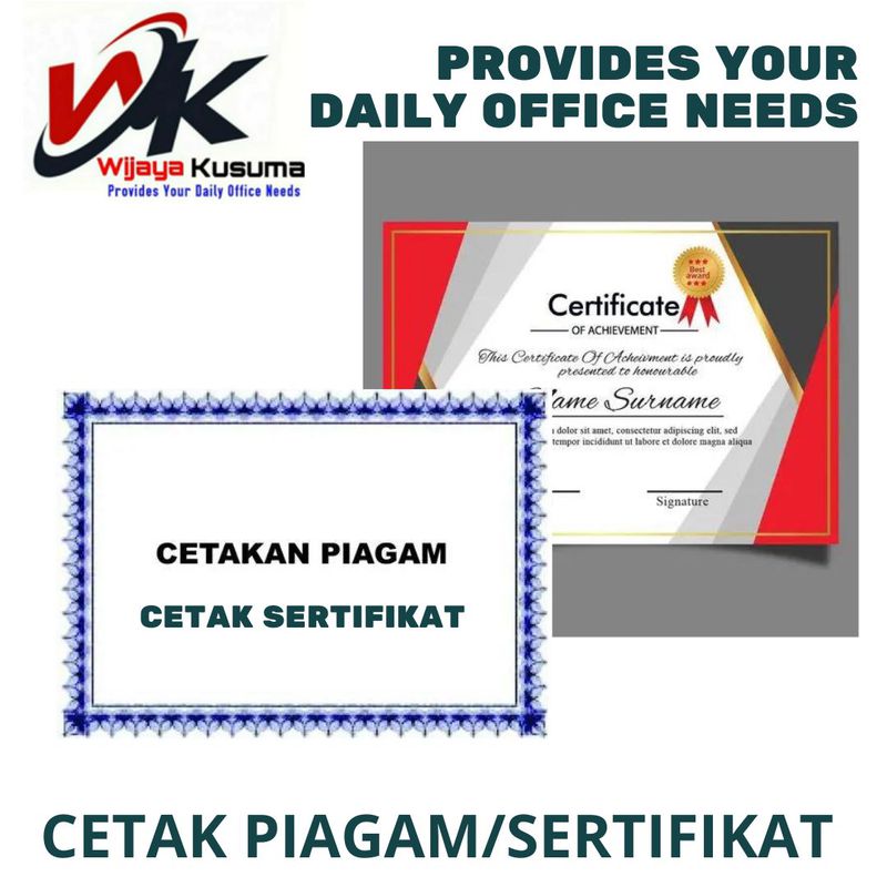 Cetak Piagam/Sertifikat - Glossy - Ukuran A4