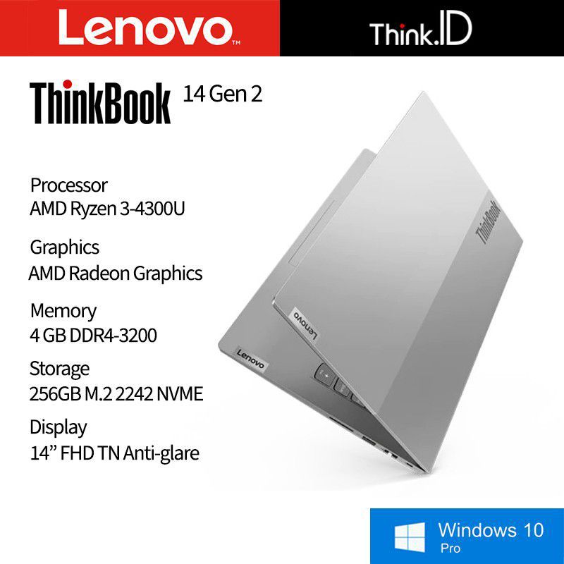 LENOVO ThinkBook 14 ARE G2 Ryzen 3-4300U 4GB 256GB FPR 14" Win10 Pro 0ID