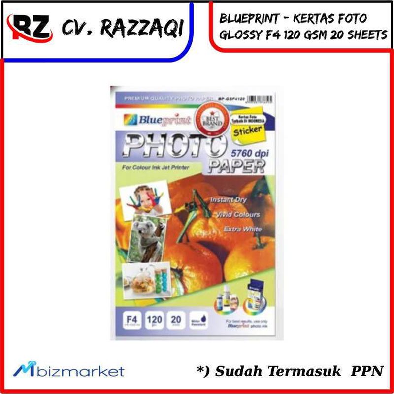 BLUEPRINT - KERTAS FOTO GLOSSY F4 120 GSM 20 SHEETS