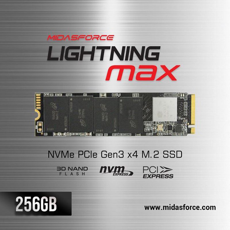SSD NVME M.2 256GB MIDASFORCE LIGHTNING MAX SSD NVMe M.2 PCIe Gen3 x4 ...
