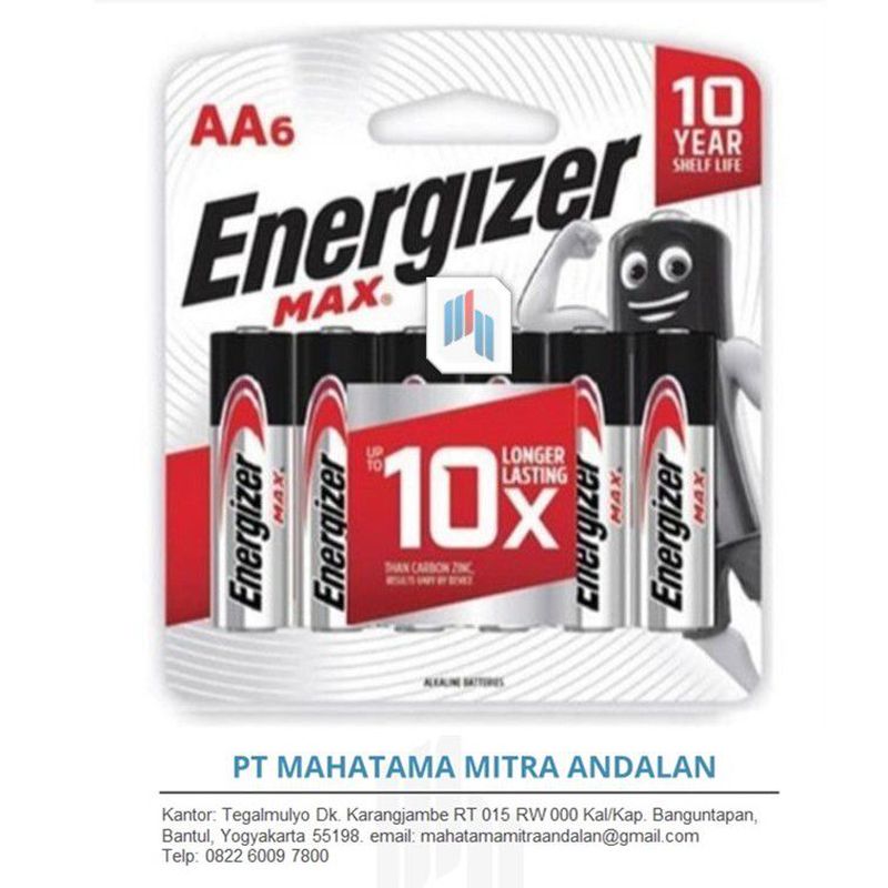 Baterai Energizer Max AA / A2 Isi 6 Alkaline Baterai Tahan Lama