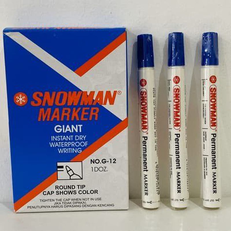 SNOWMAN SPIDOL PERMANENT MARKER NO.G-12 TINTA BIRU / 1 BOX ISI 12 PCS