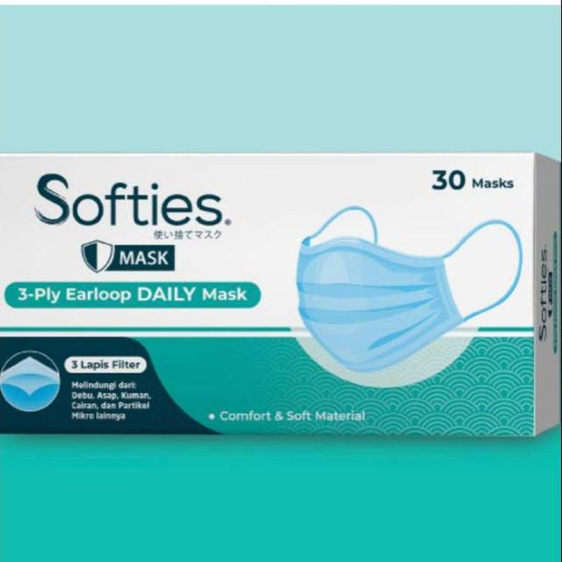 Masker Earloop Softies 3ply Surgical Isi 30