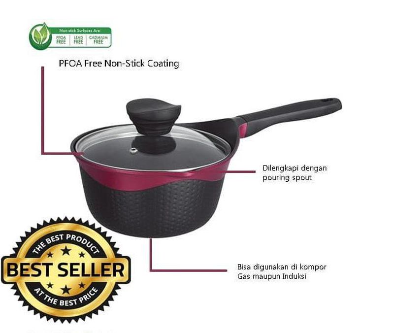 Sauce Pan 18cm Panci PFOA Free untuk kompor induksi dan gas