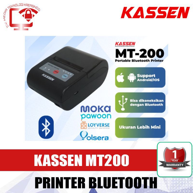 Kassen MT200 Portable Bluetooth Thermal Mini Printer