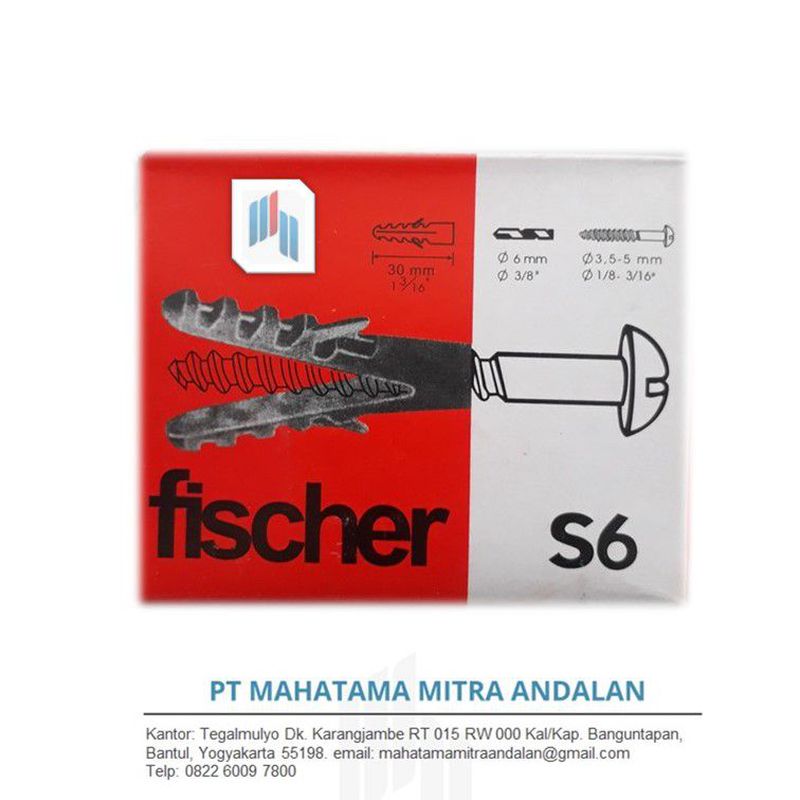 Fischer S6 100 pcs / Per Pack / Per Kotak Gypsum Fiser