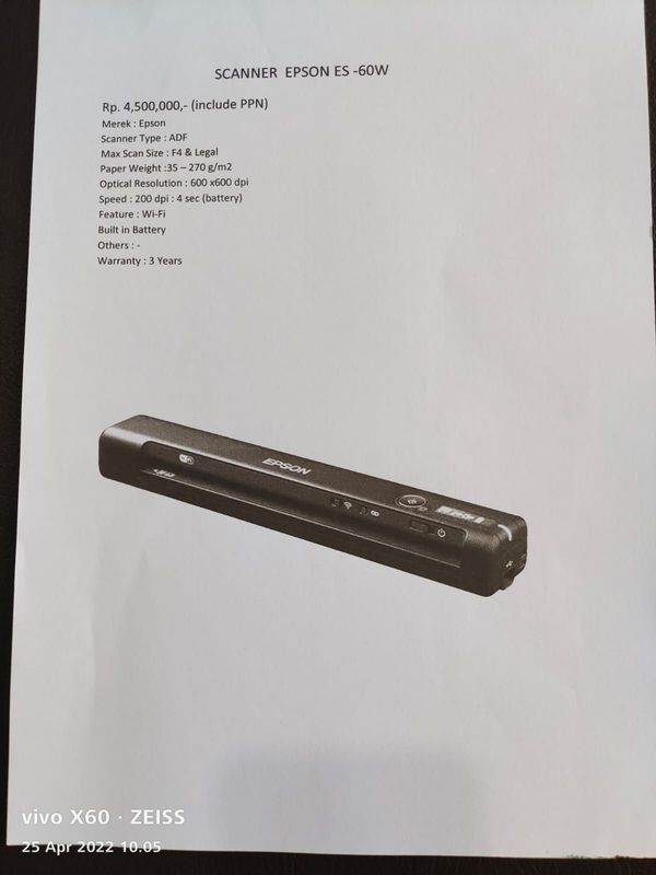 SCANNER EPSON ES-60W