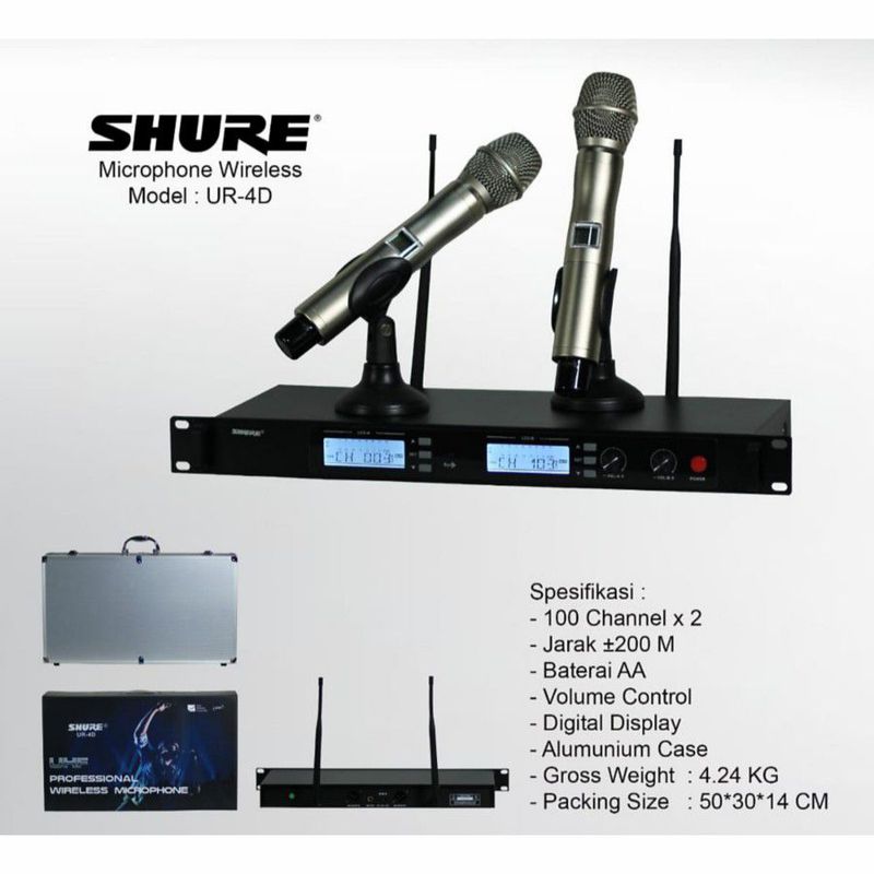 MIC/MICROPHONE WIRELESS SHURE UR 4 D MULTI CHANEL
