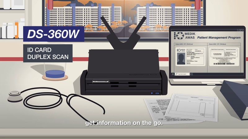 MDN SCANNER EPSON DS-360W DS360W DS 360W PORTABLE WIFI BATTERY RESMI