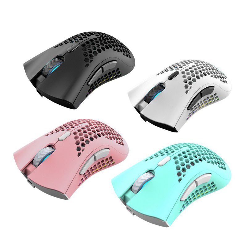 Mouse Wireless Gaming Charging Honey Comb Divipard Q13 RGB Mode 7200 - Biru