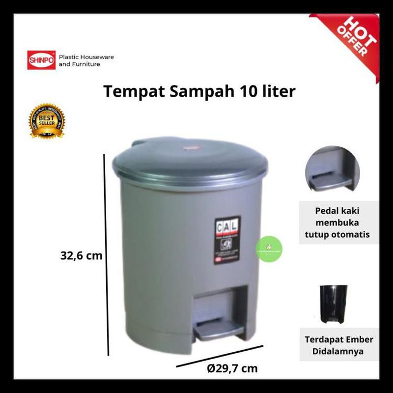 Tong Sampah Injak Bulat Shinpo 10 ltr