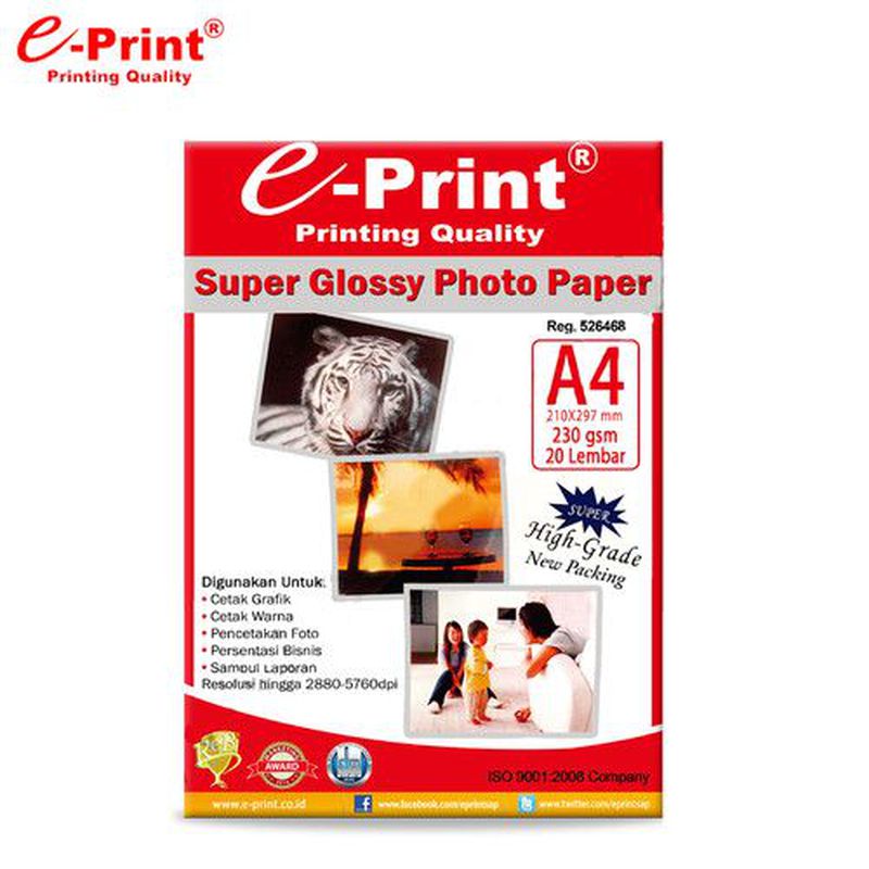Kertas Photo e-Print PROFESSIONAL GLOSSY PHOTO PAPER A4 230gsm 20 Lbr