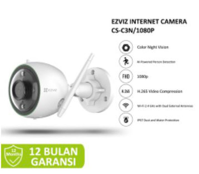 EZVIZ WIRELESS WIFI C3N 1080p - Color Night Vision (dengan pemasangan)